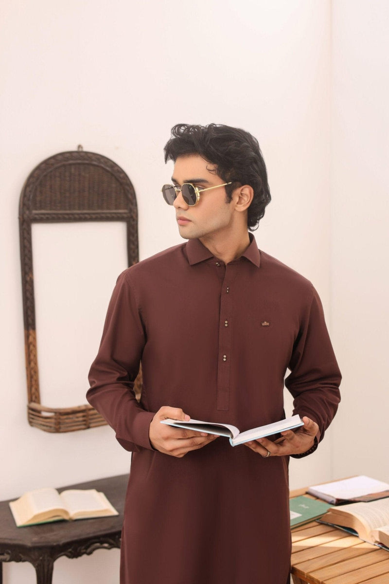 Pastel Maroon Wash & Wear Shalwar Kameez – NJ Mens