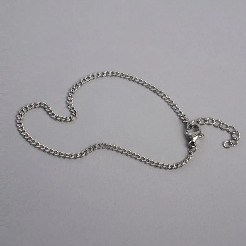 Thin Cuban Curb Link Silver Bracelet – NJ Mens