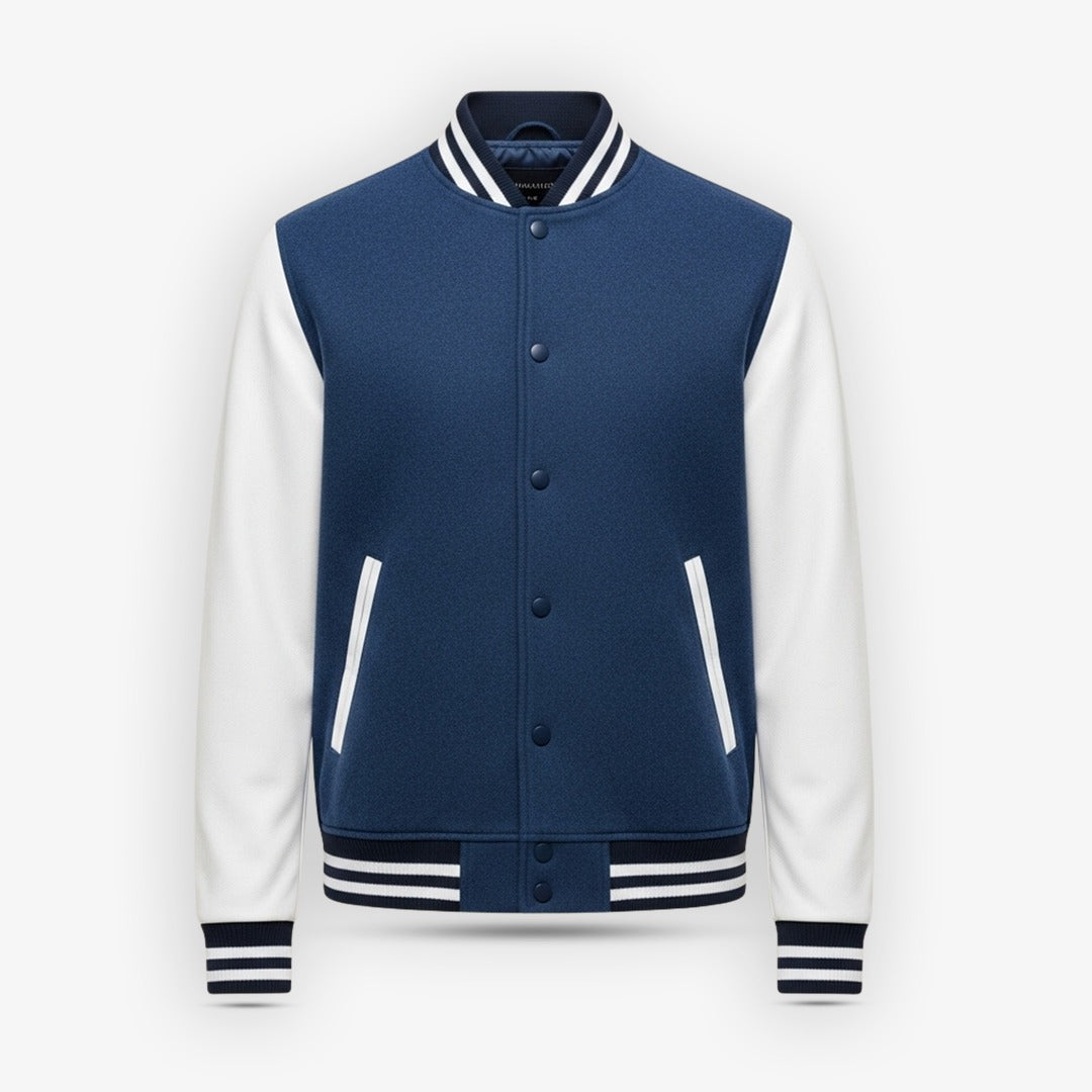 Blue and White Baseball Jacket – NJ Mens